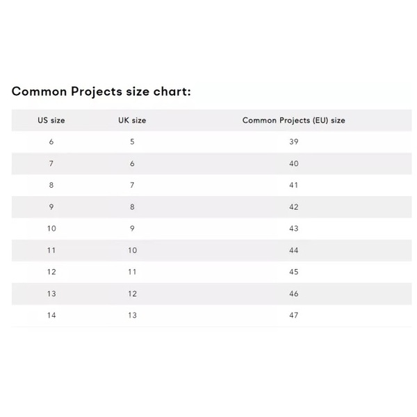 Common Projects Sizing A Comprehensive Guide For Accurate Fit Read 